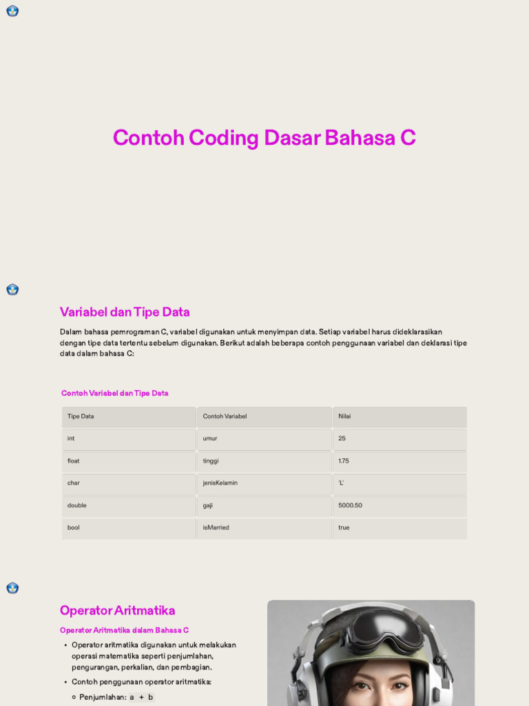 Contoh Coding Dasar Bahasa C 2024 1-25-17!32!10 | PDF