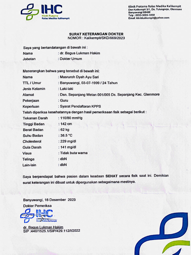 Masruroh Ket. Sehat | PDF