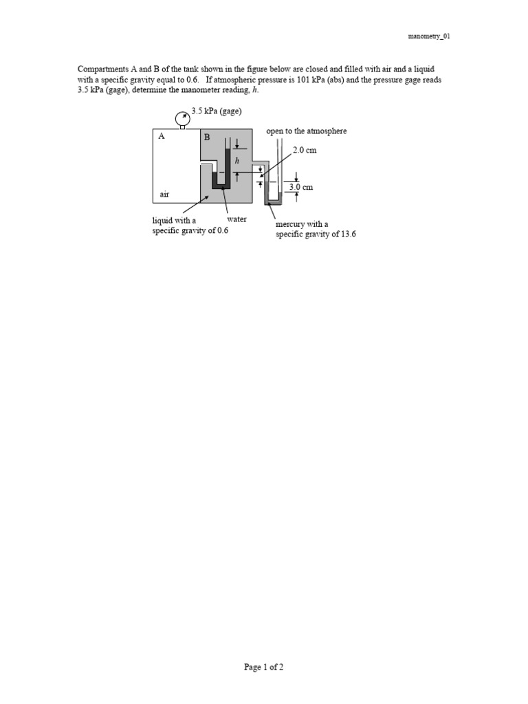 Manometry 01 | PDF | Pressure | Pressure Measurement