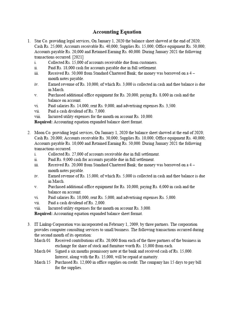 Accounting Equation Questions | PDF