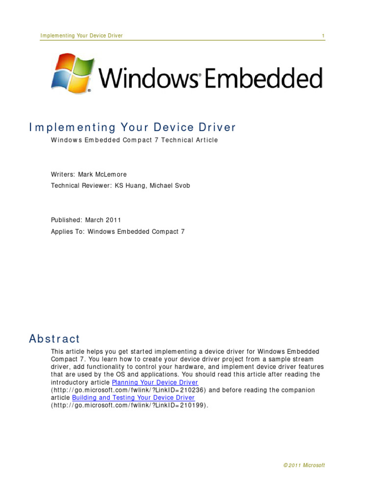 Implementing Your Device Driver Pdf Device Driver Kernel