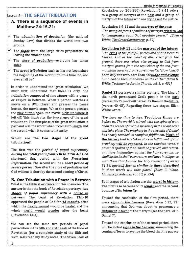 The Great Tribulation Explained | PDF | Great Tribulation | Jesus