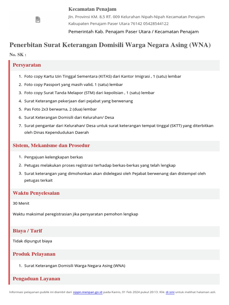 Unduh Standar Pelayanan - Penerbitan Surat Keterangan Domisili Warga ...