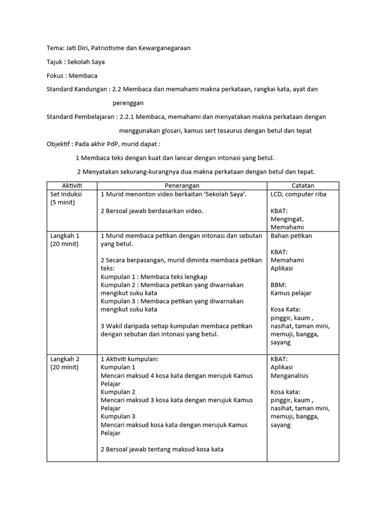RPH Pengajaran Terbeza | PDF