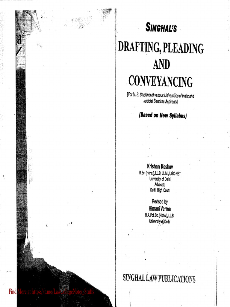 Singhal's Drafting, Pleading & Conveyancing 8th Ed 240116 115156 | PDF