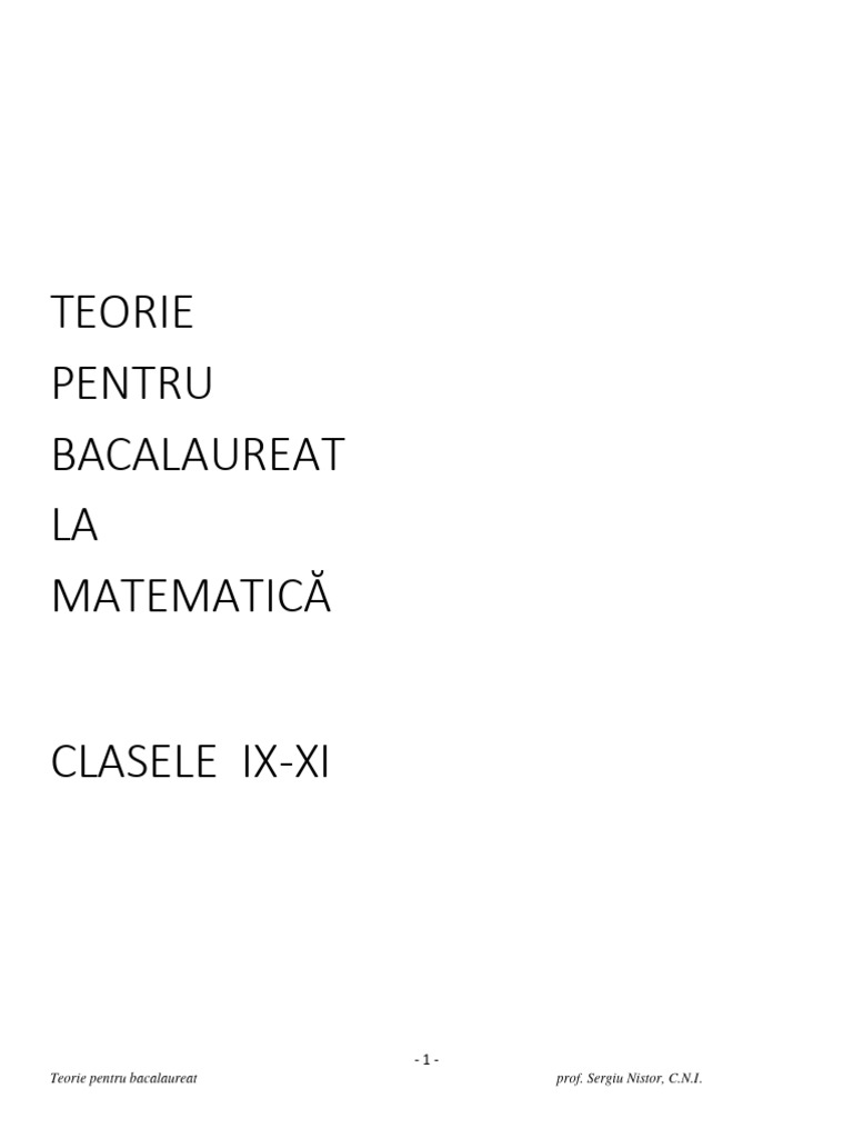 Teorie Pentru Bac 9-11 - Final | PDF