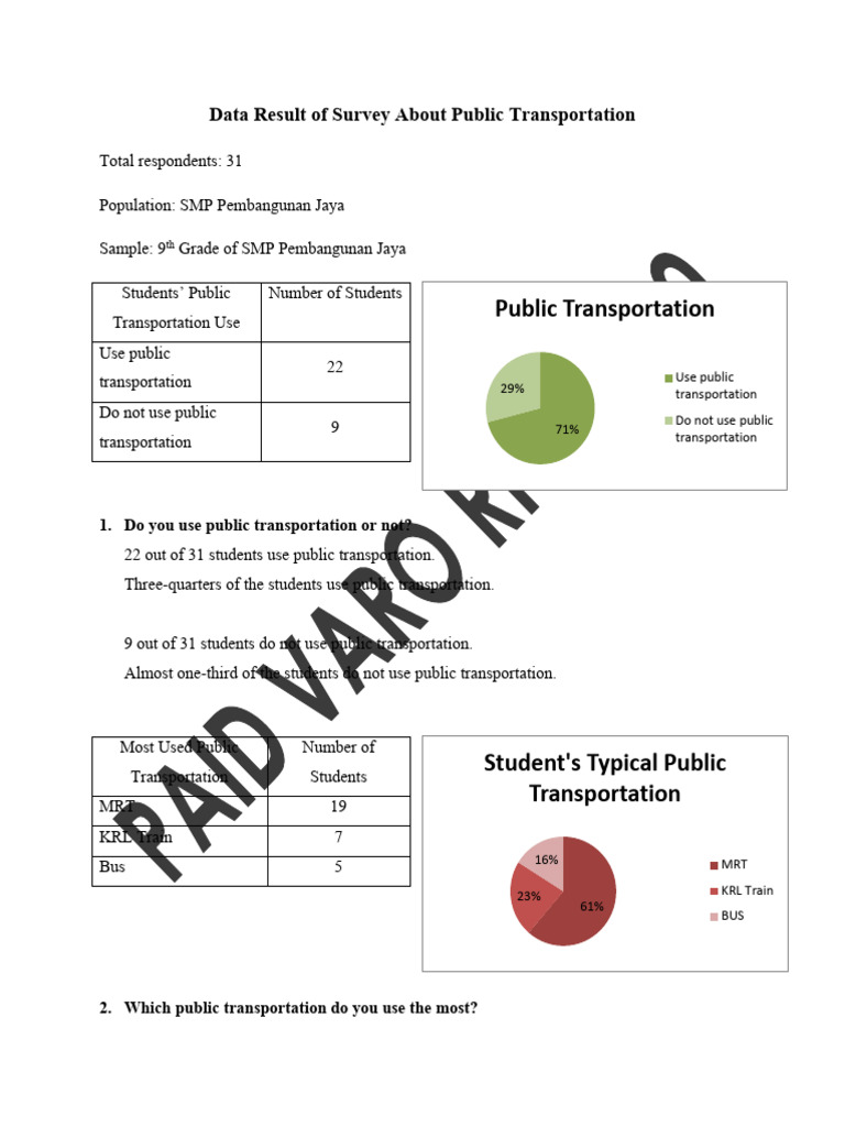 PREVIEW PDF - Data Result of Survey Public Transportation | PDF