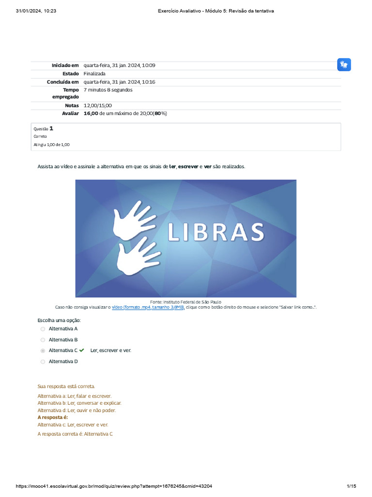 Exercício Avaliativo - Módulo 5 - Revisão Da Tentativa | PDF