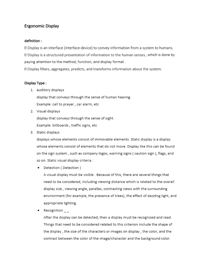 Understanding Ergonomic Displays | PDF | Senses | Field Of View