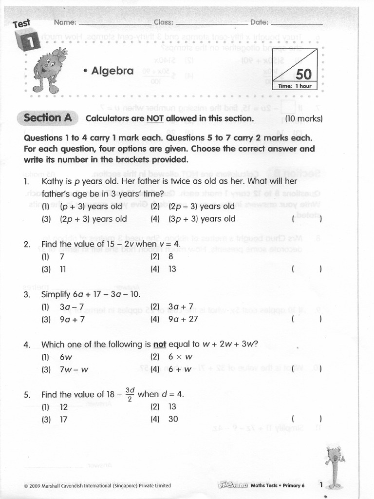 Year 6 Algebra Worksheets (Nov 6th) | PDF