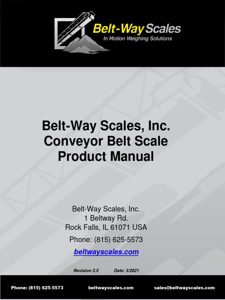Conveyor Belt Scale Product Manual | PDF
