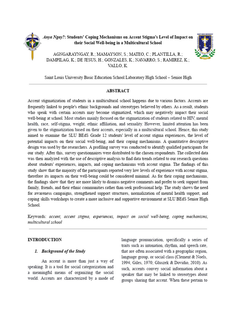 Anya Ngay - Students' Coping Mechanisms On Accent Stigma's Impacts On ... Anya Ngay - Students' Coping Mechanisms On Accent Stigma's Impacts On ...