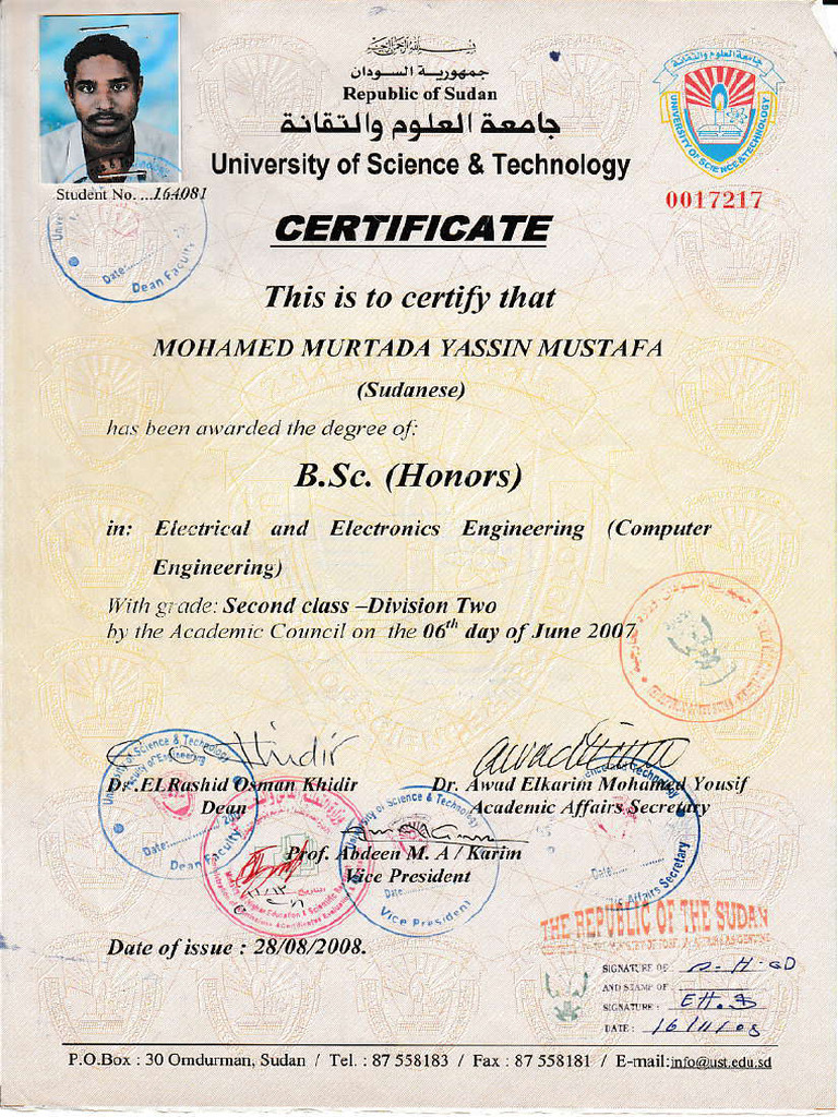 Certificate and Experiance M.SC. (Honors) Degree | PDF | Academic ...