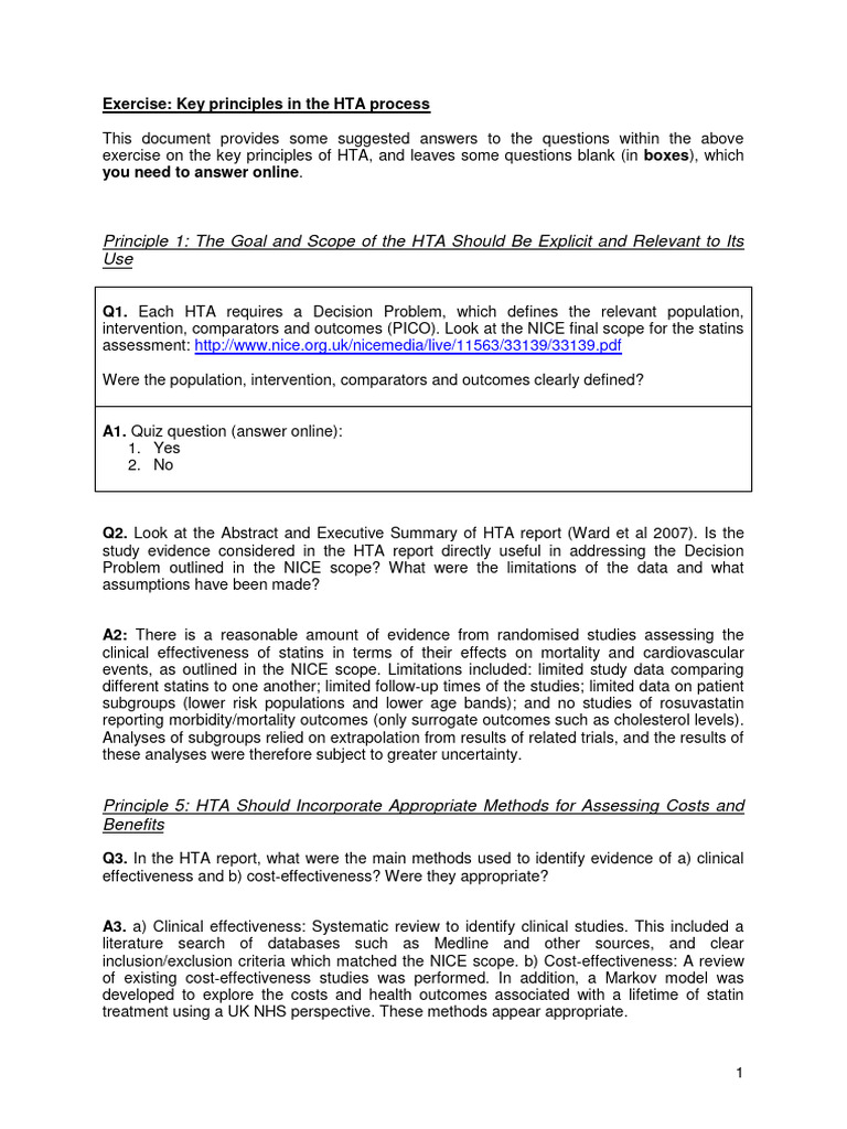 Exercise Principles of HTA - Download | PDF | Statin | Clinical Trial