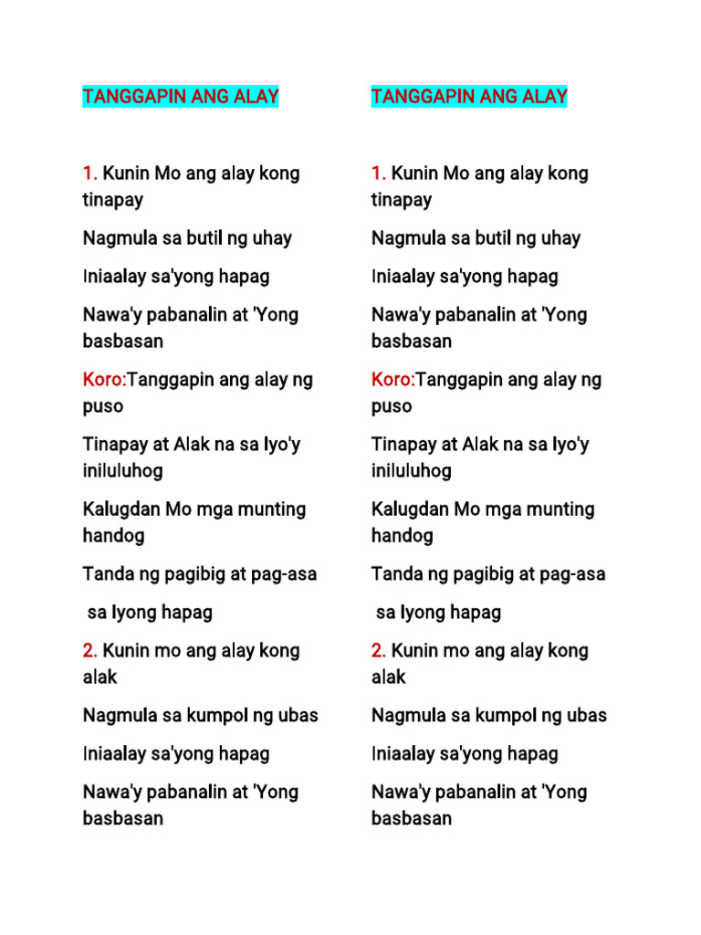 Tanggapin Ang Alay | PDF