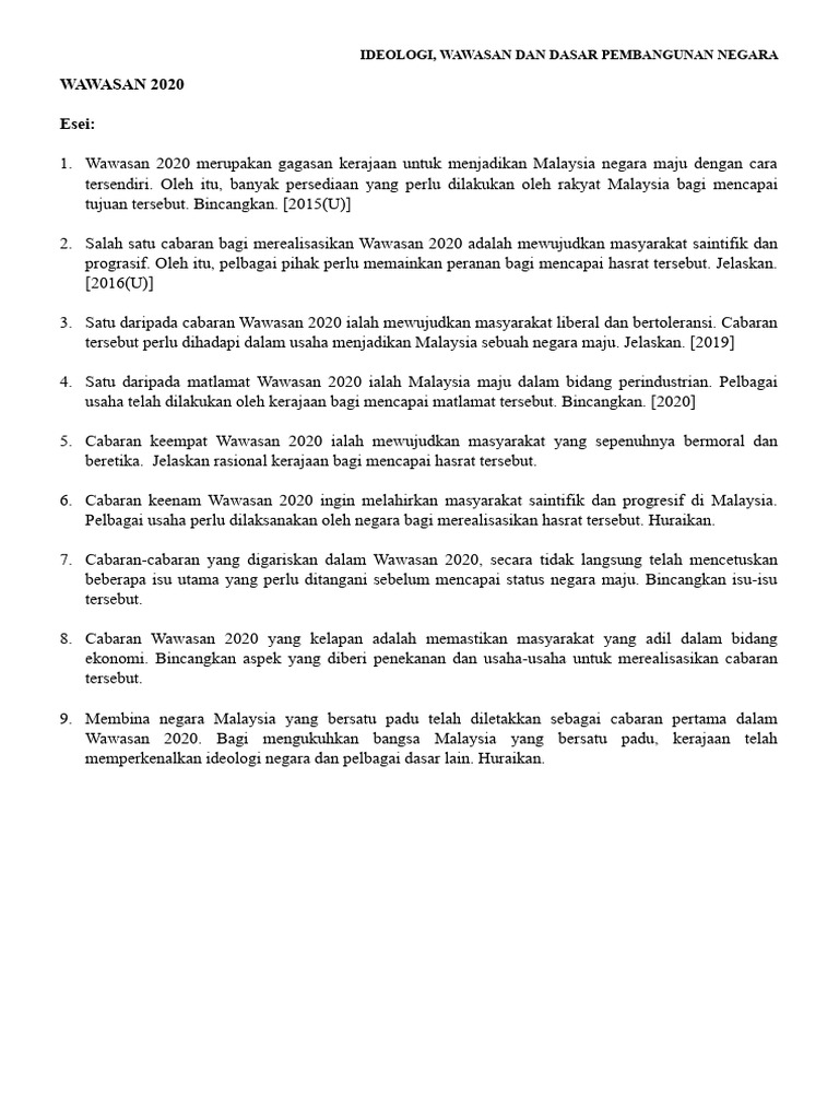 Wawasan 2020 (Esei) | PDF