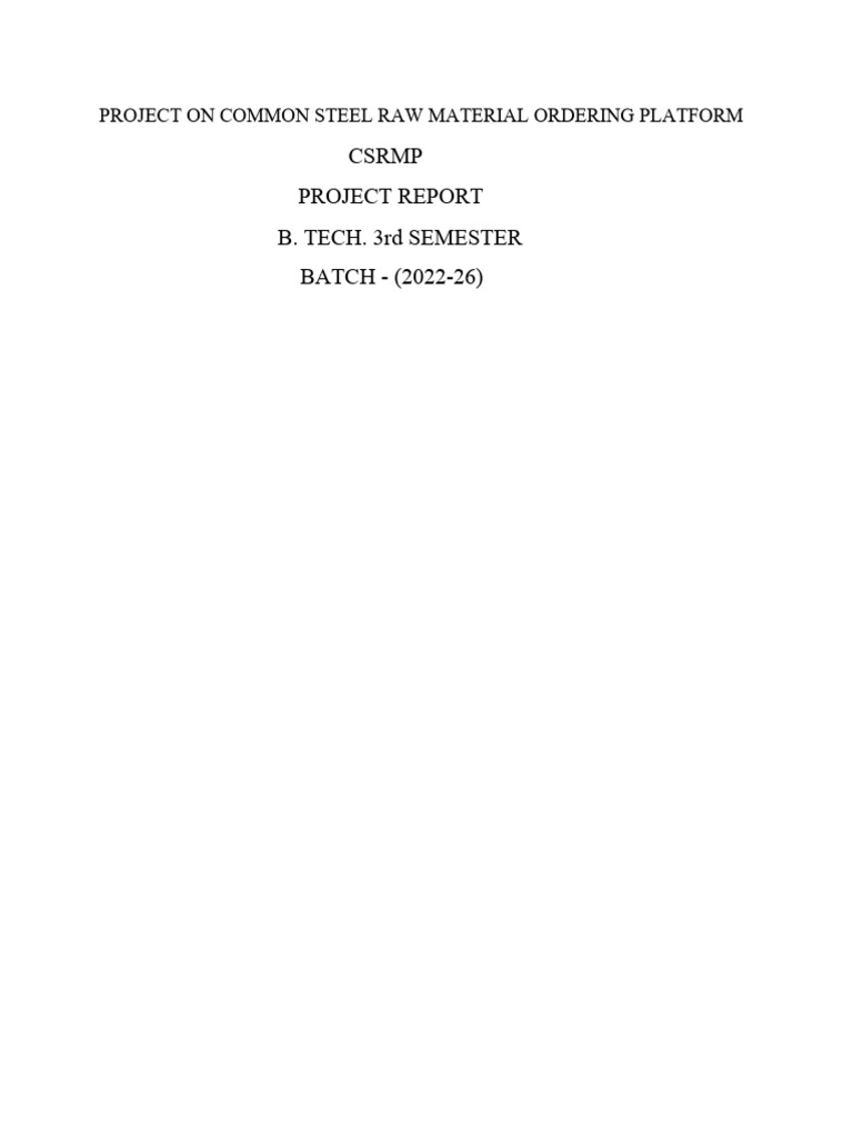Project On Common Steel Raw Material Ordering Platform | PDF | Systems Engineering | Computer ...