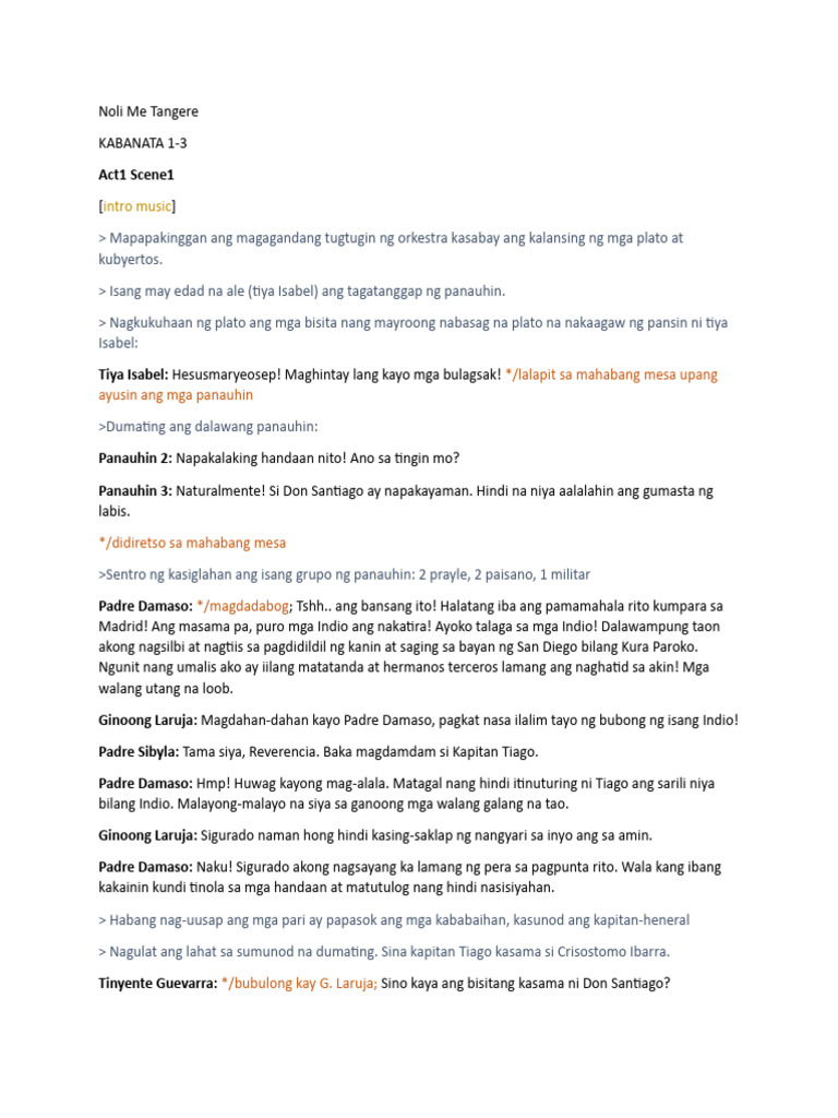 Noli Me Tangere Script | PDF