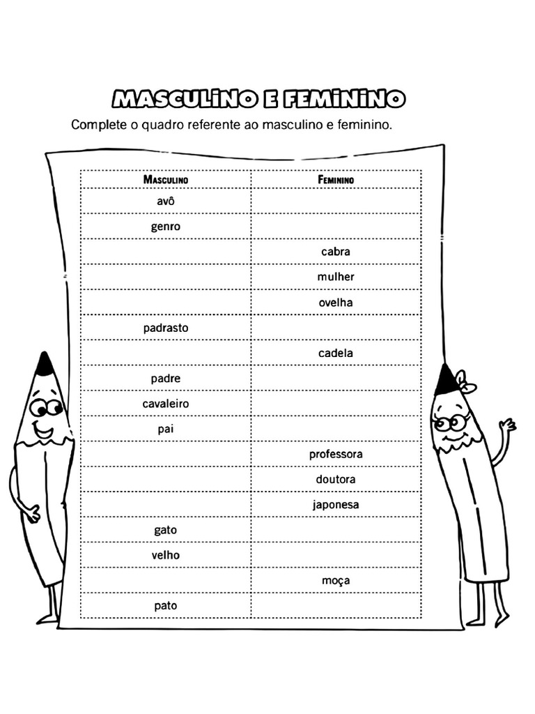 Atividade Masculino e Feminino | PDF