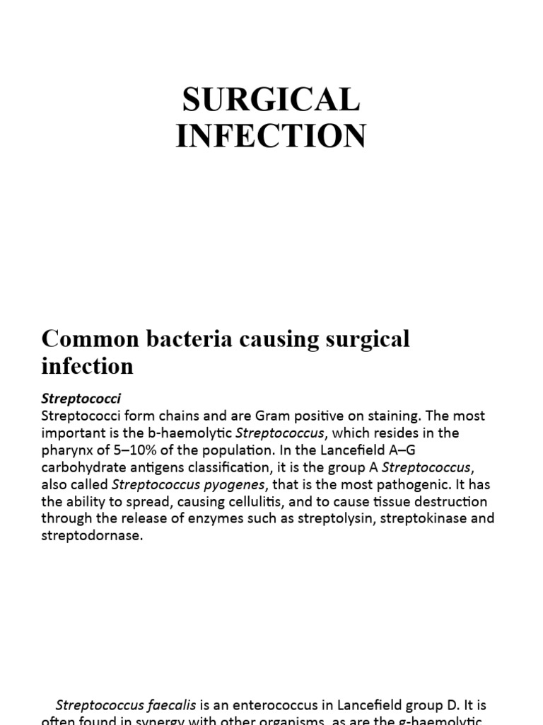 Surgical Infection 1 | PDF | Staphylococcus | Infection
