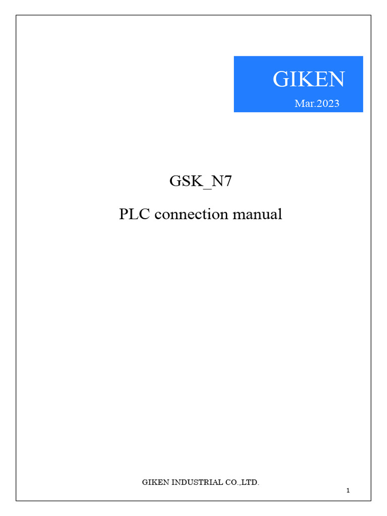GSK - N7 PLC Connection Manual - Version 005 | PDF | Programmable Logic ...