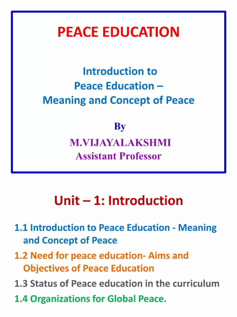 Peace Education | PDF