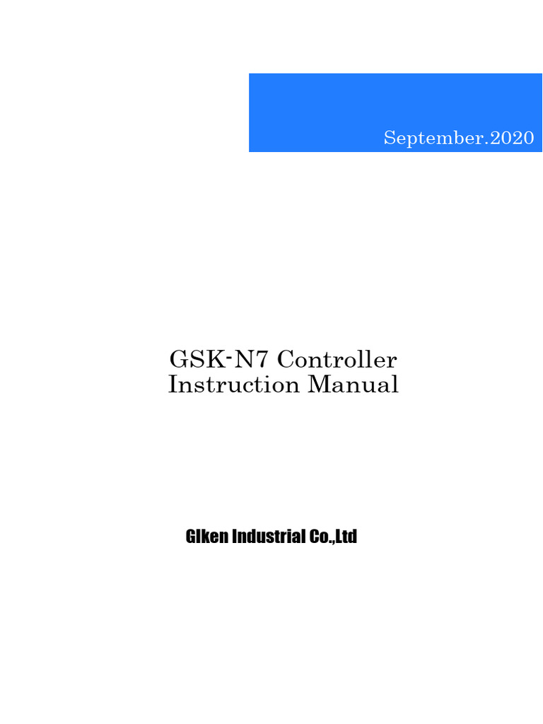 GSK N7 Controller Instruction Manual 6th | PDF | Input/Output | Electrical Connector