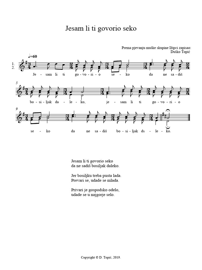 Jesam Li Ti Govorio Seko | PDF