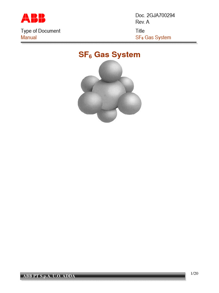 2GJA700294 Rev A - SF6 - Sulphur Hexafluoride | PDF