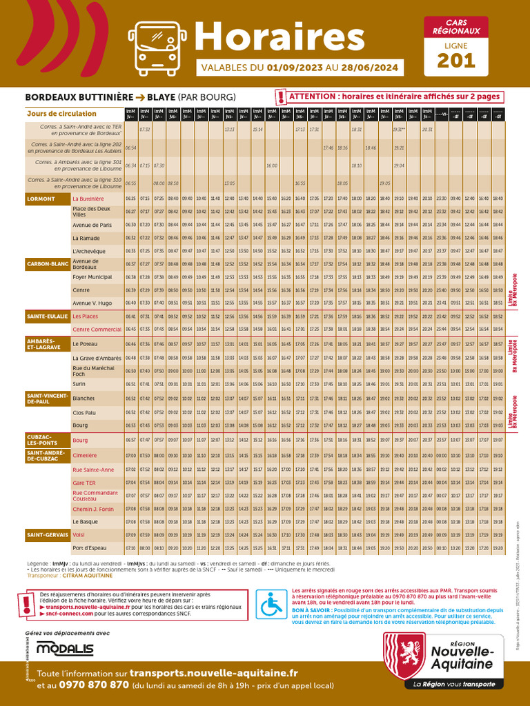 SPECIAL Hiver-Fiche Horaire Cars régionaux-Lormont-Blaye | PDF