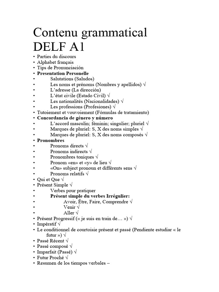 Programa DELF A1 | PDF