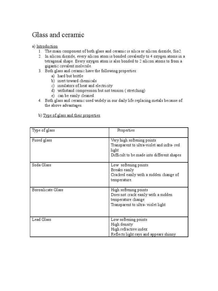 Chemistry Assignment - Glass & Ceramic | PDF | Glasses | Plastic