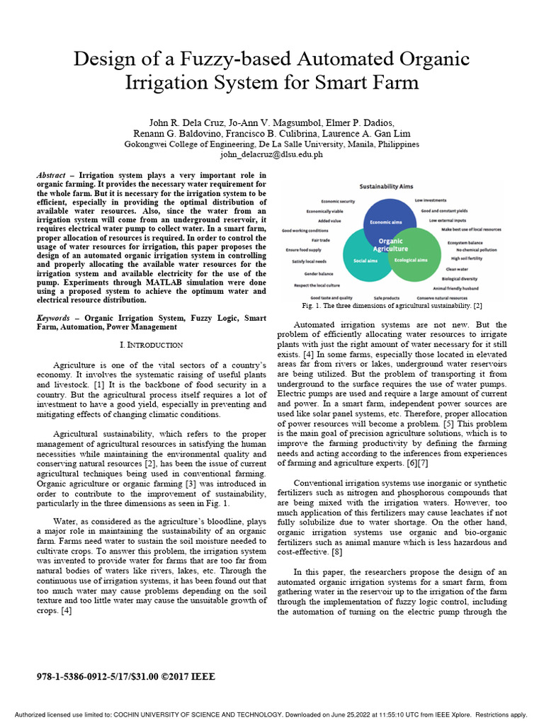 Design of A Fuzzy-Based Automated Organic Irrigation System For Smart Farm | PDF | Agriculture ...