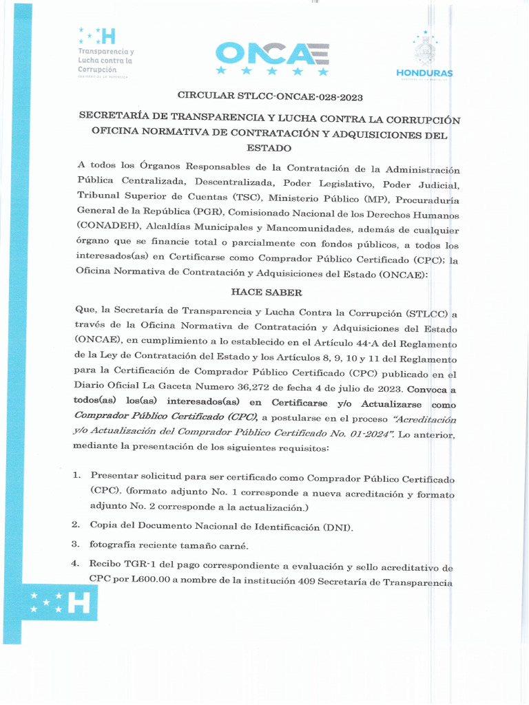 Circular Stlcc-Oncae-028-2023 | PDF | Soborno | Corrupción política Circular Stlcc-Oncae-028-2023 | PDF | Soborno | Corrupción política