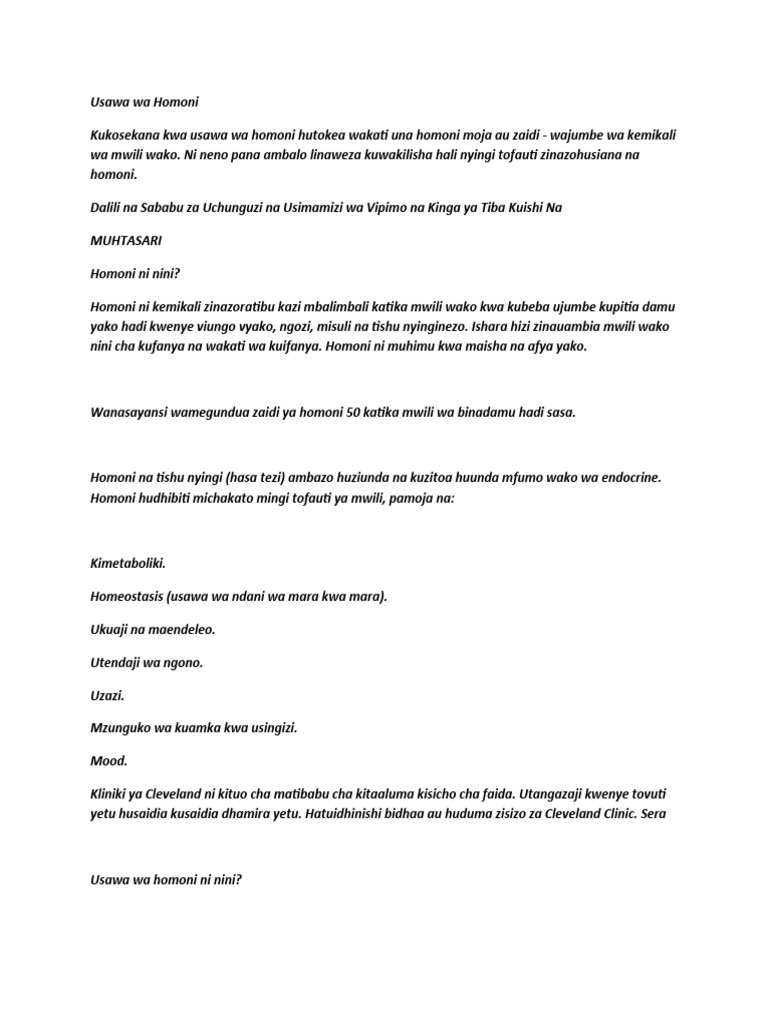 Usawa Wa Homoni-WPS Office | PDF