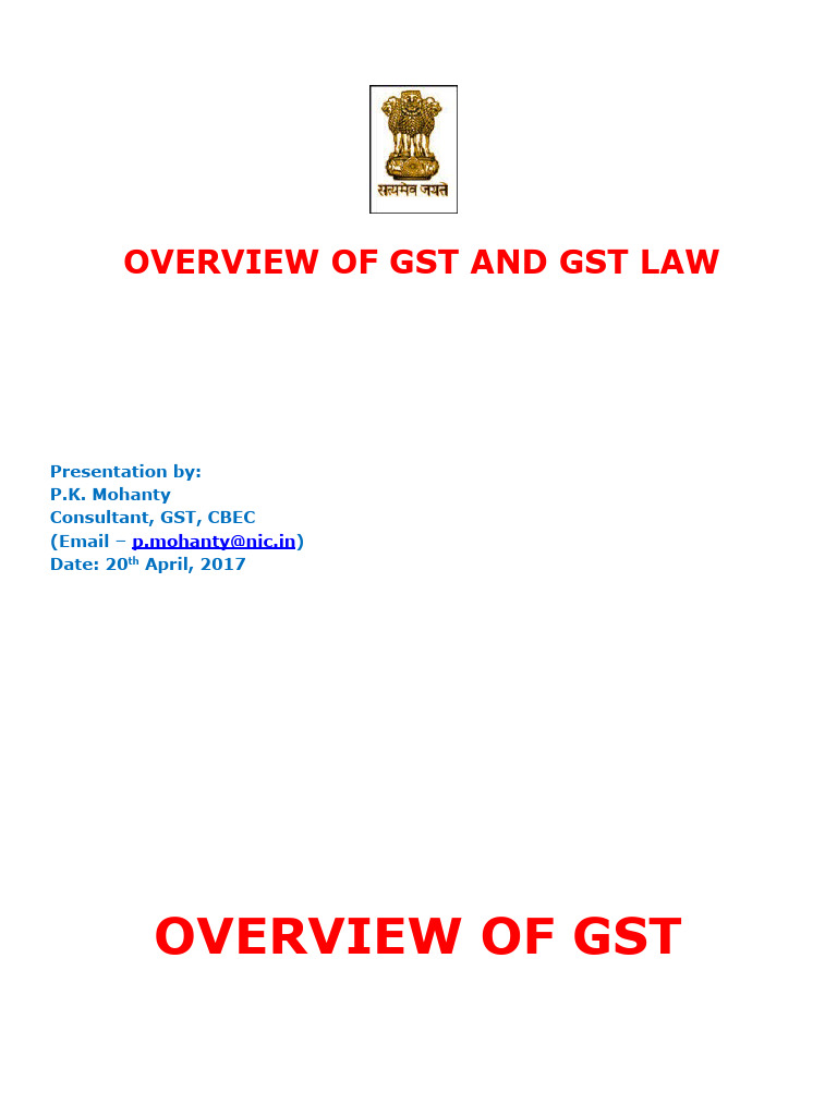 1-Overview of GST - Model GST Law | PDF | Taxes | Value Added Tax