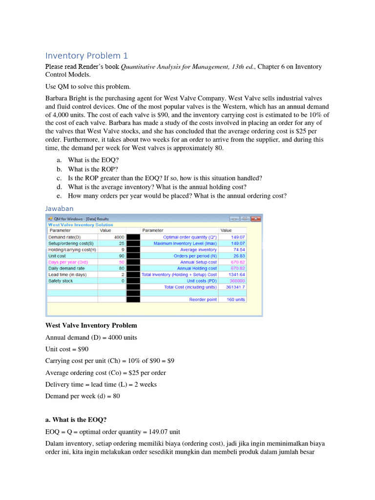 Inventory 1 Sol | PDF | Capital (Economics) | Business Process Management