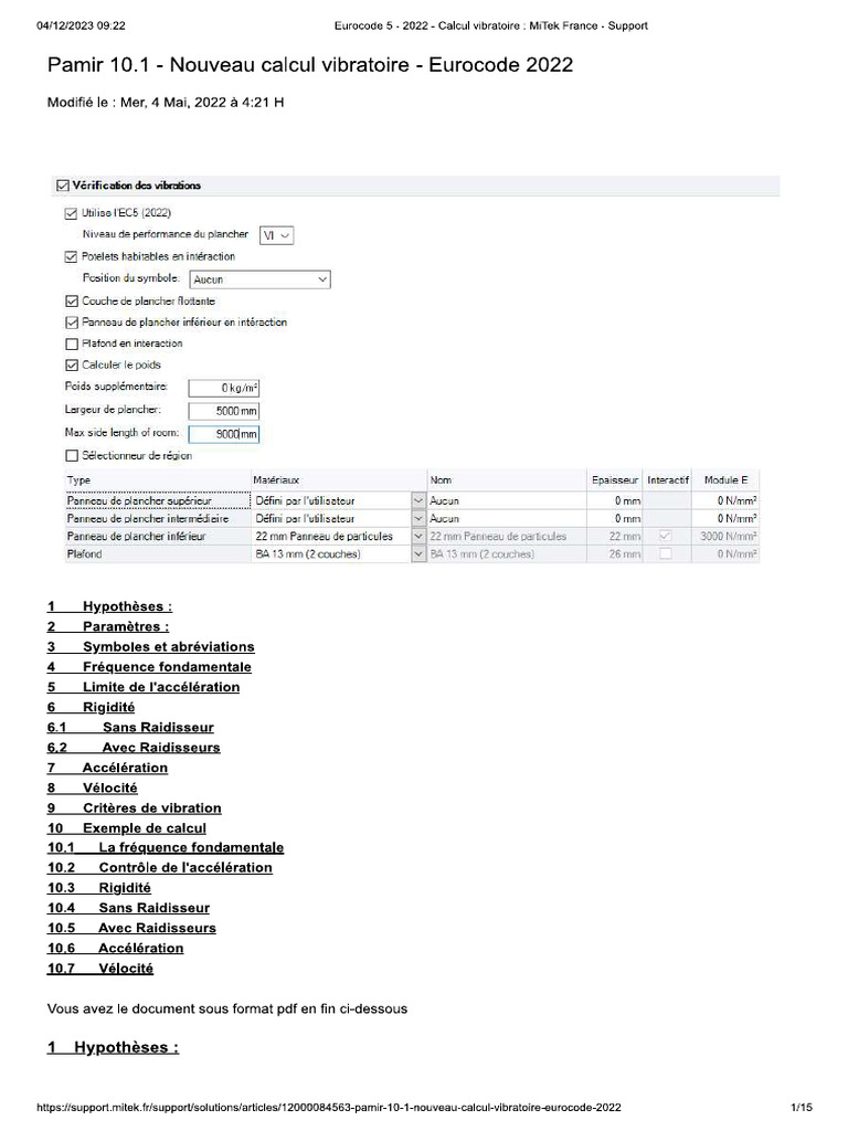 Calcul Calcul Vibration - Eurocode 2022 | PDF