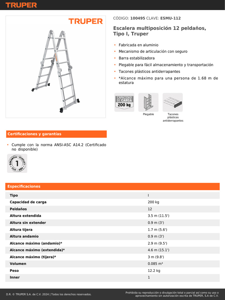 Ficha Tecnica Escaleras Multiproposito | PDF | Bienes manufacturados