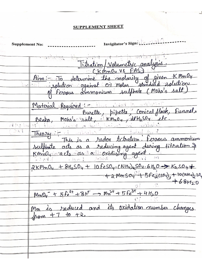 Chemistry Practical Notes | PDF