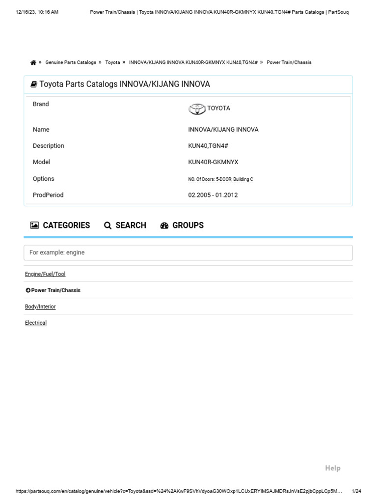 Power Train - Chassis - Toyota Innova - Kijang Innova Kun40r-Gkmnyx ...