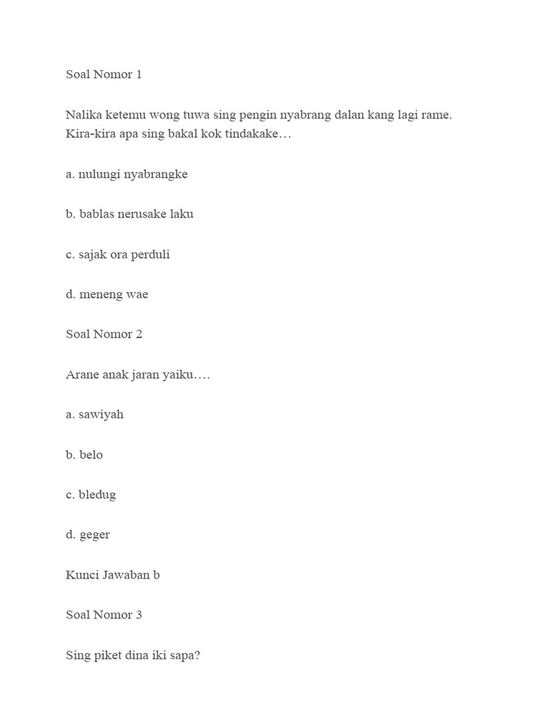 Soal Jawa 6 Latihan | PDF