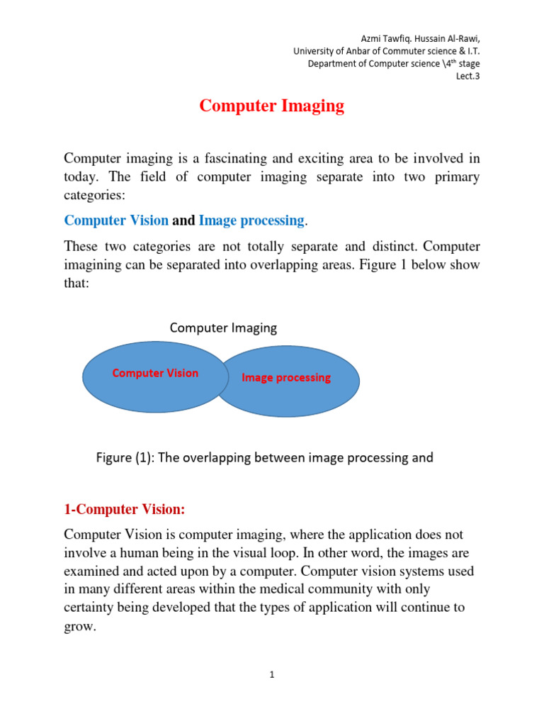 Computer Imaging: Computer Vision Image Processing | PDF | Image Segmentation | Data Compression