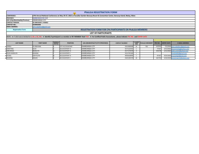 PhALGA Conference Registration Form | PDF | Service Industries