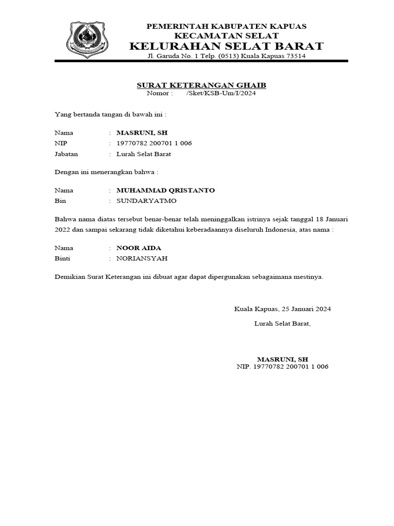 Surat Keterangan Ghaib | PDF