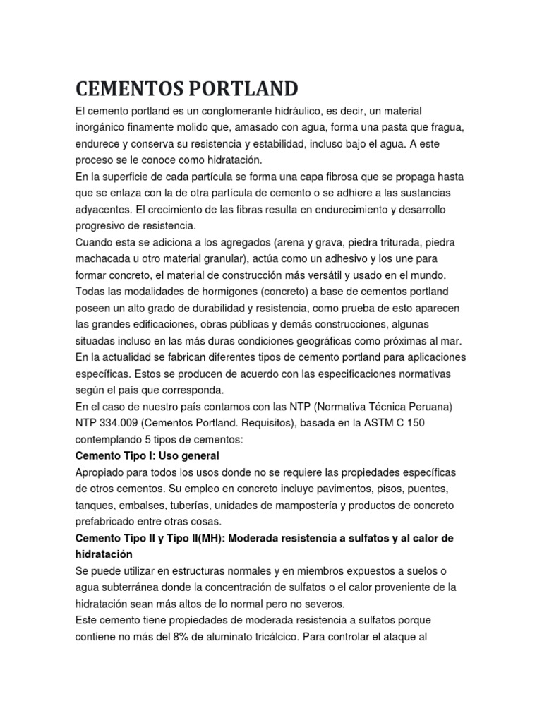 Tipos de Cementos | PDF Tipos de Cementos | PDF