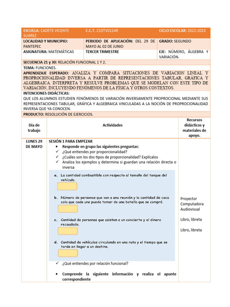 Matemáticas Segundo Grado Del 29 de Mayo Al 9 de Junio | PDF | Variable ...