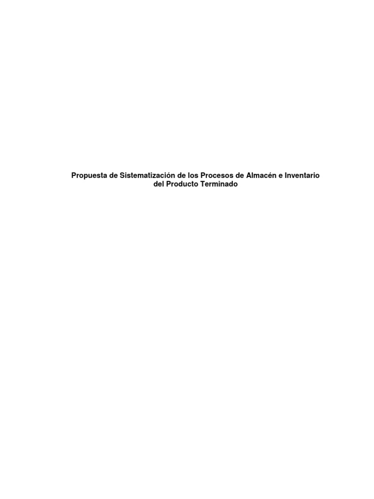 Propuesta de Sistematización de Los Procesos de Almacén e Inventario ...