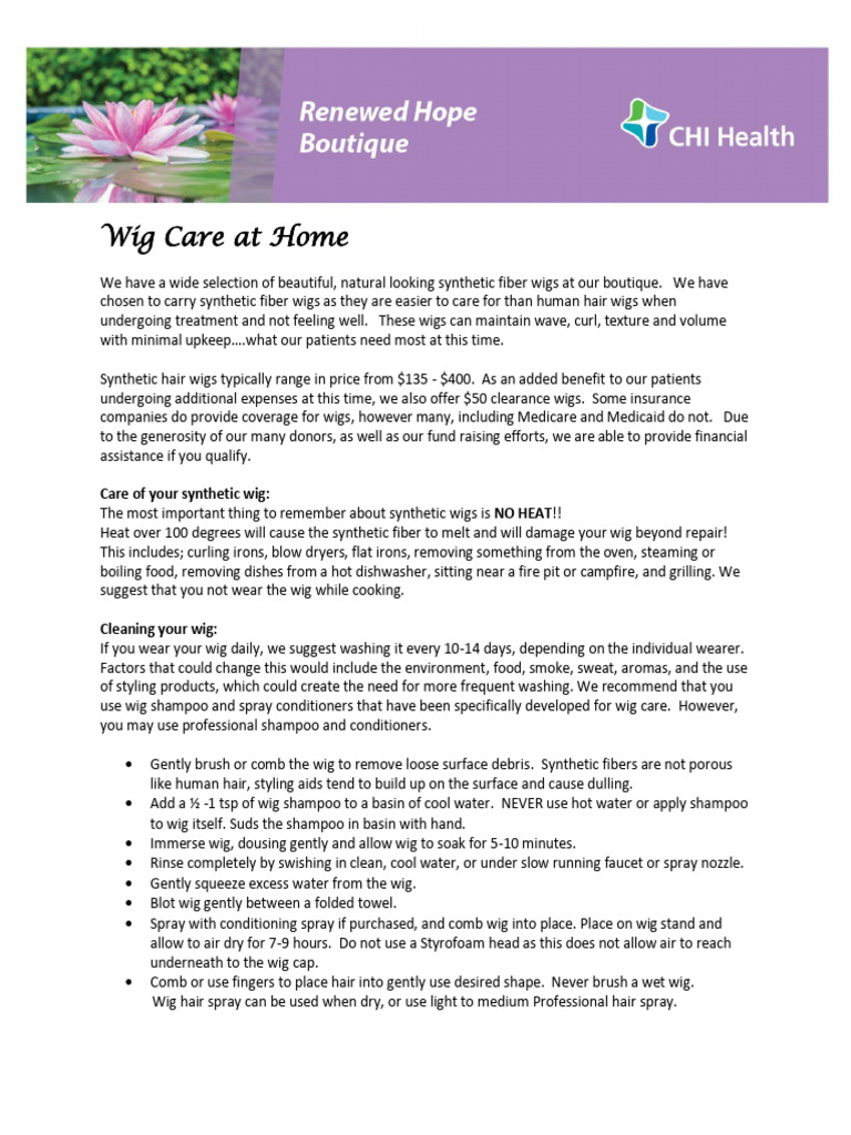 Synthetic Wig Care Guide | PDF | Wig | Shampoo