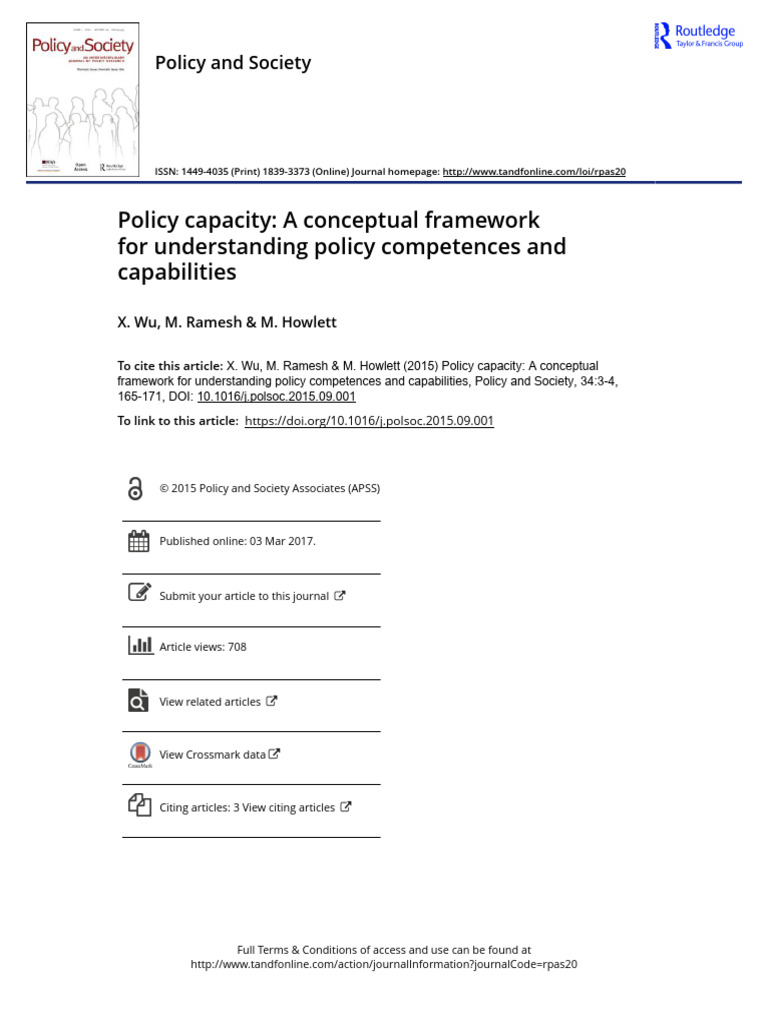 Policy Capacity A Conceptual Framework For Understanding Policy ...